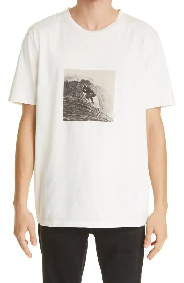 SAINT LAURENT グラフィックTシャツ Saint Laurent Surfer Graphic Tee - Ecru/ Sepia | Editorialist